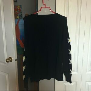 debut | Sweaters | Debut Black Sweater With White Floral Details | Poshmark